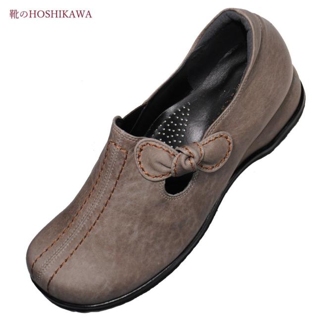 【靴のHOSHIKAWA】  『MODE NINE 13120』  21.5cm〜25cm EEEE ベージュ スクエアトゥ フラット底 スリッポン 本革 日本製