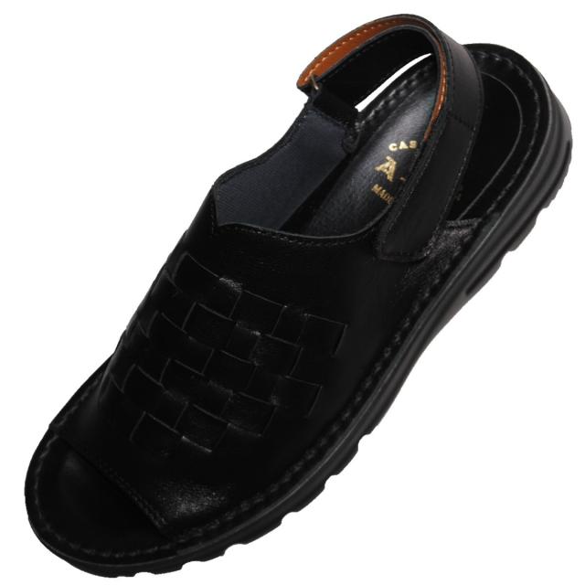 【靴のHOSHIKAWA】  『A-OK 7292』 エーオーケー サンダル 21.5cm〜25cm レディース グリーン バックベルト オープントゥ フラット底 国産 牛革 春夏