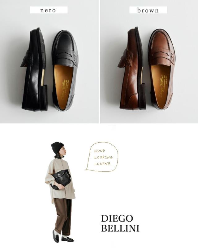 DIEGO BELLINI(ディエゴベリーニ)フラットレザーローファー“BUFALO”602-bufalo