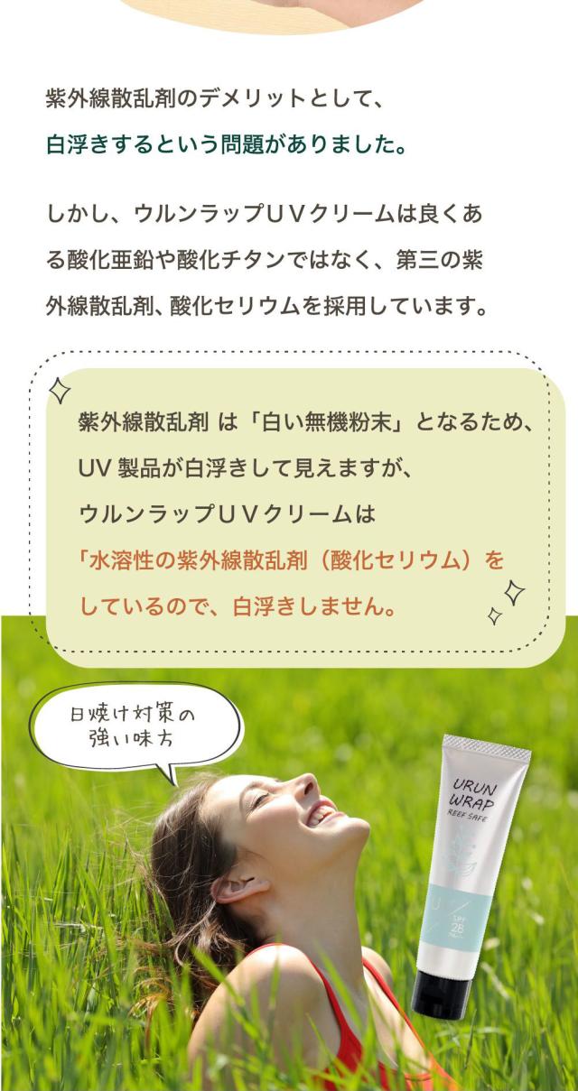 \無香料が新登場／【楽天1位】日焼け止め ノンケミカル【ウルンラップ UVクリーム SPF28 PA+++】オーガニック 日焼け止め 子供 紫外線吸収剤不使用 日焼け止め 顔 日焼け止め ...