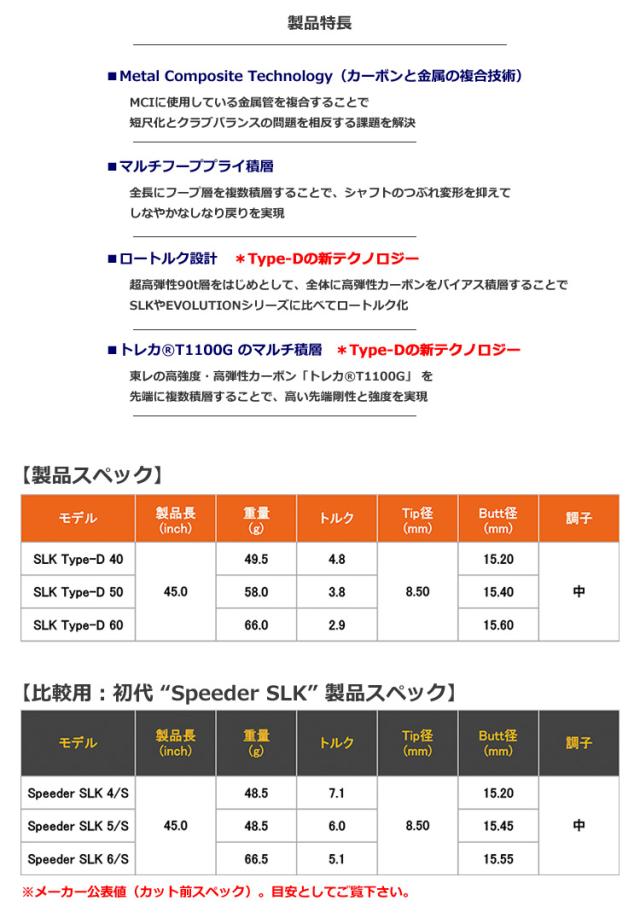 キャロウェイ スリーブ付きシャフト SPEEDER SLK TYPE-D 短尺ドライバー専用 (推奨：44.0inch) (PARADYM／ROGUE ST／EPIC／MAVRIK／BIG BERTHA)