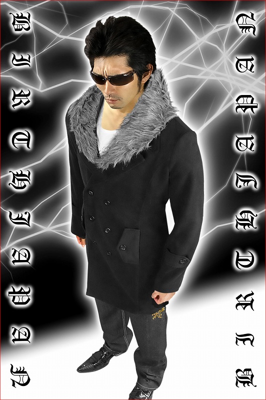 送料無料 ファー付きコート ブラウン お兄系 メンナク ホスト オラオラ