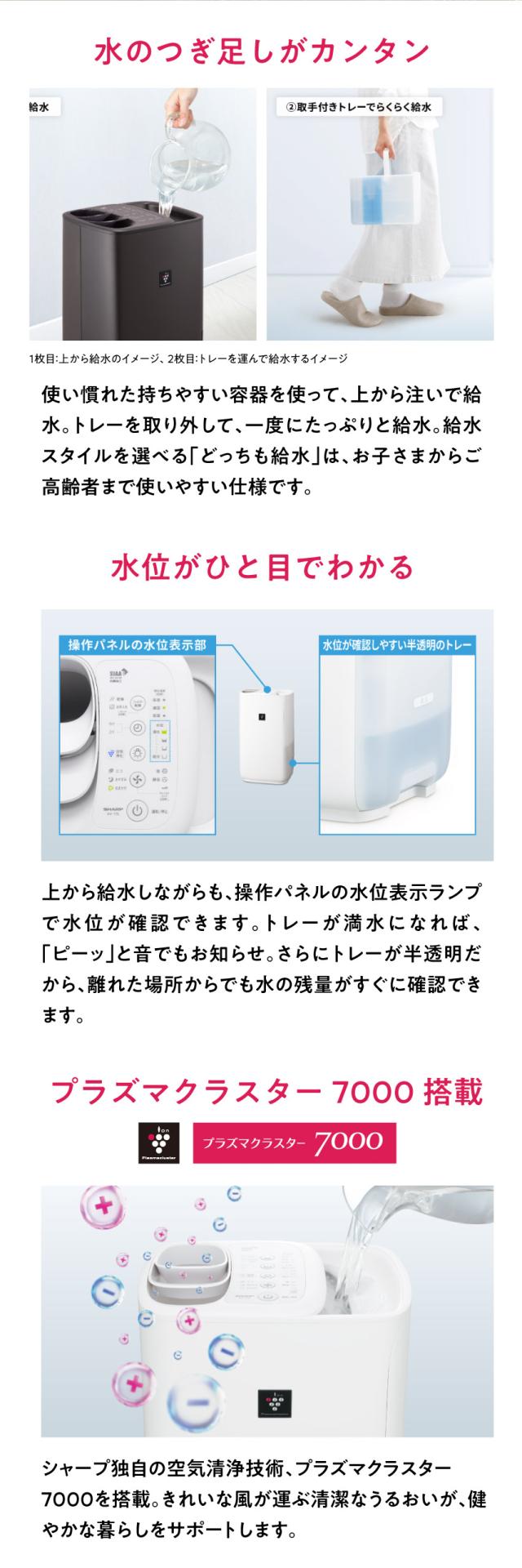 シャープ HV-T55 プラズマクラスター加湿器 （ホワイト系/プレミアムホワイト）（ブラウン系/チャコールブラウン） // SHARP 便利家電 人気 売れ筋 最短発送 安心保証 御祝い ...