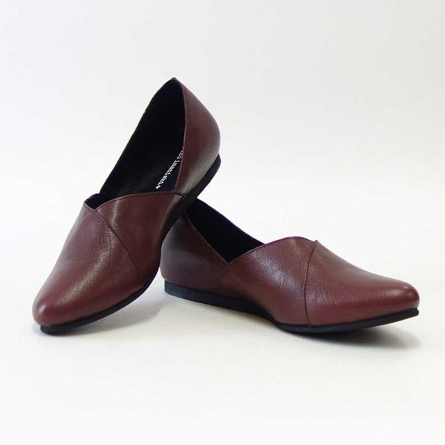 【SALE】 ユーコ イマニシ yuko imanishi +   76149 レッドブラウン 甲深 Vカット フラット スリッポンシューズ  展開サイズ 23cm 23.5cm 24cm「靴」