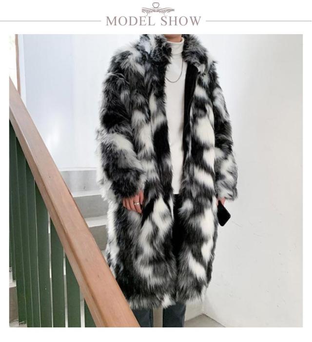 ファーコート メンズ 厚手 毛皮コート ロングコート フェイクファー
