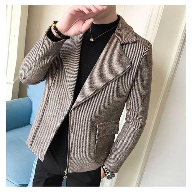 《送料無料》ジャケット スタンジャケット メンズ  アウラー カーディガン 冬服 厚手  暖かい 秋冬 無地 折襟 おしゃれ トレンド 通勤 パーティー 韓国スタイル 通勤