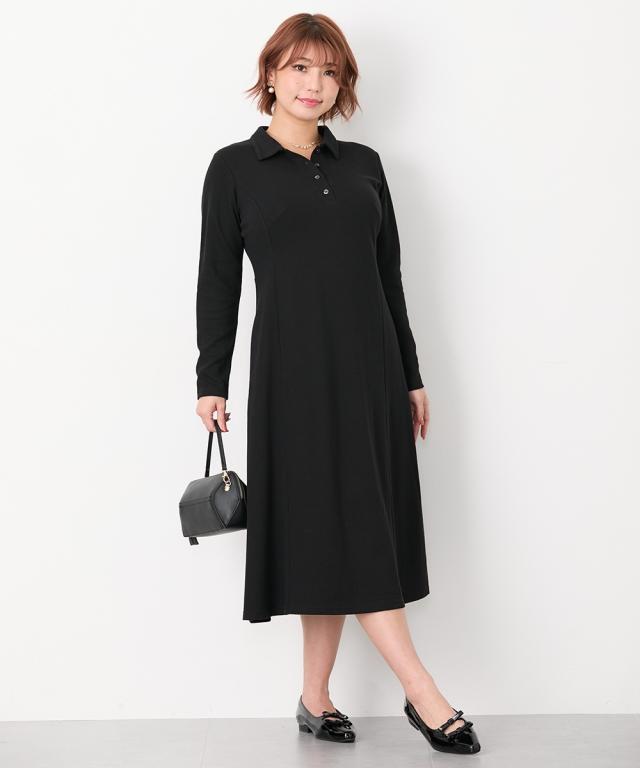 ワンピース ロング マキシ レディース 大きい胸専用 ニットソー 長袖