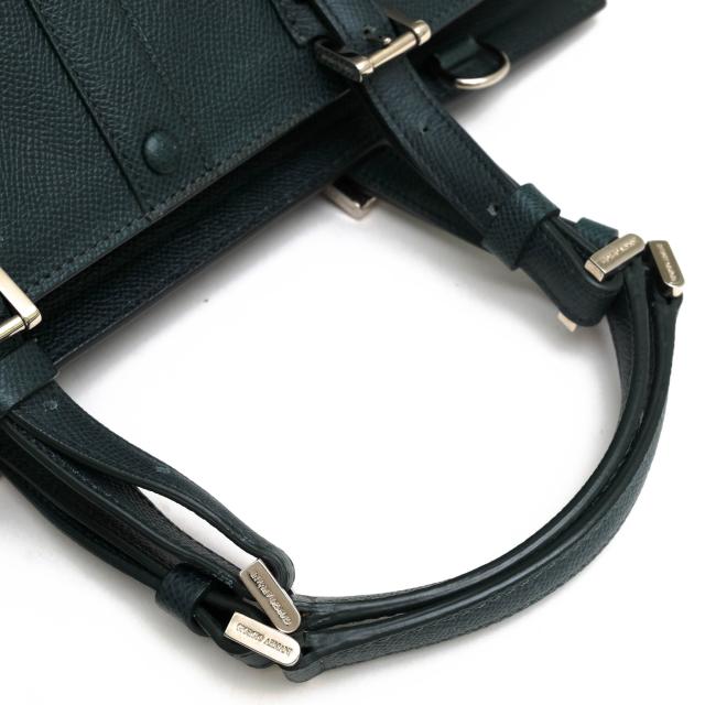 ○アルマーニ GIORGIO ARMANI エメラルドグリーン 牛革 カーフ