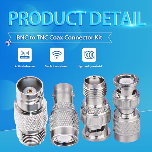 同軸ケーブルコネクタ TNC から BNC ジャック RF 同軸アダプタ TNC メスから BNC オス同軸アダプタ Wi Fi 無線用 外部アンテナ コネクタキット 4種類セット 送料無料の ...